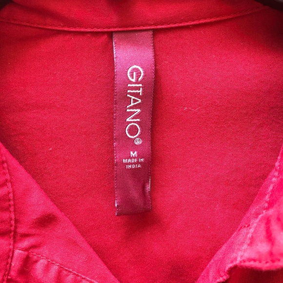 Gitano | Tops | Gitano Red Top With Beaded Designs | Poshmark